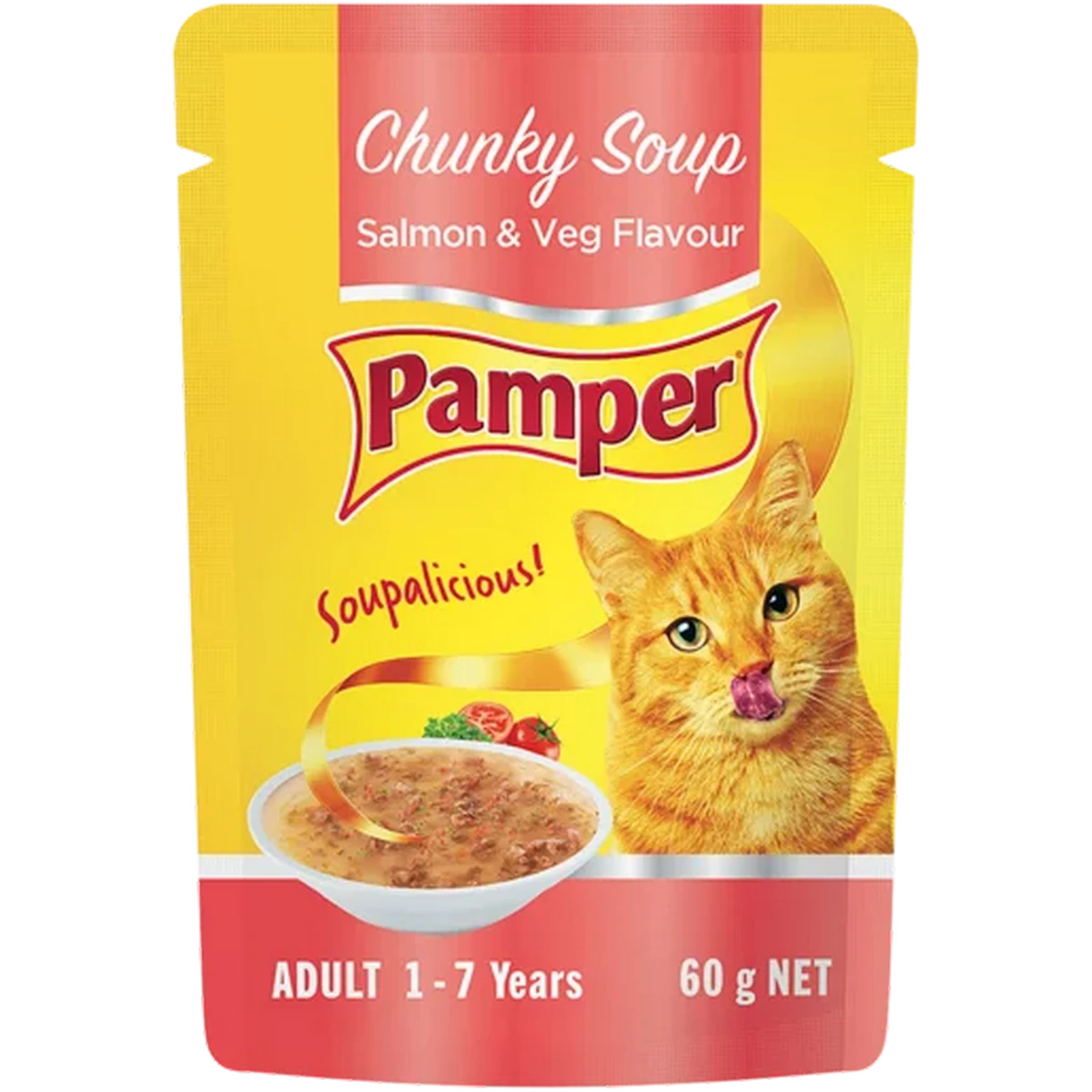 Checkers Sixty60 | Pamper Chunky Soup Salmon & Veg Flavoured Cat Food 60g