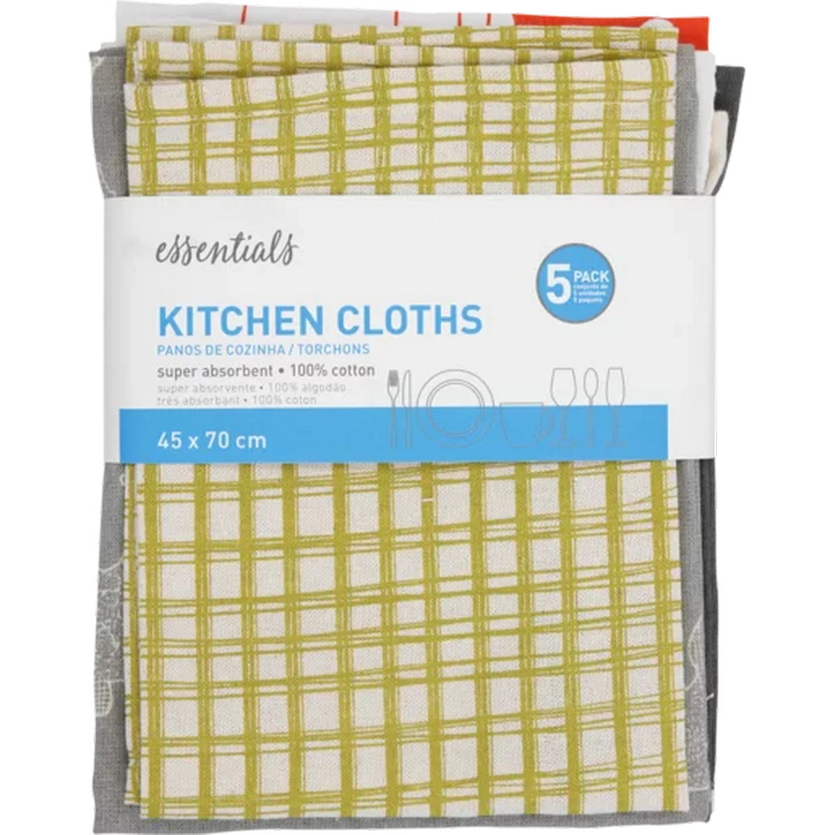 Checkers Sixty60 | Essentials Kitchen Cloths 5 Pack (Colour May Vary)
