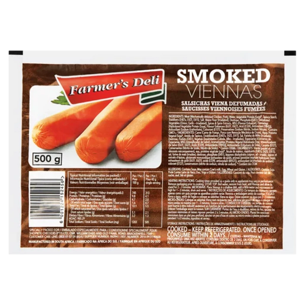 Checkers Sixty60 | Farmer's Deli Smoked Viennas Pack 500g