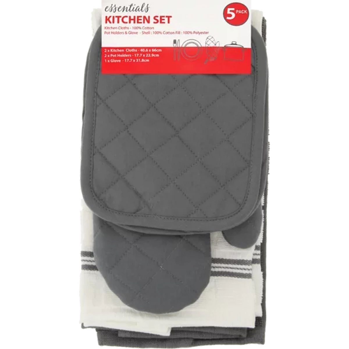 Checkers Sixty60 | Essentials Pot Holders & Oven Glove Kitchen Set 5 ...