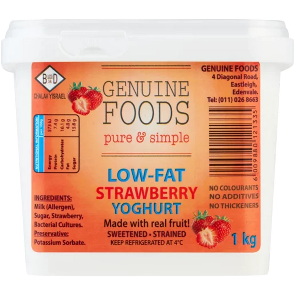 Checkers Sixty60 | Genuine Foods Strawberry Flavoured Low Fat Yoghurt 1kg