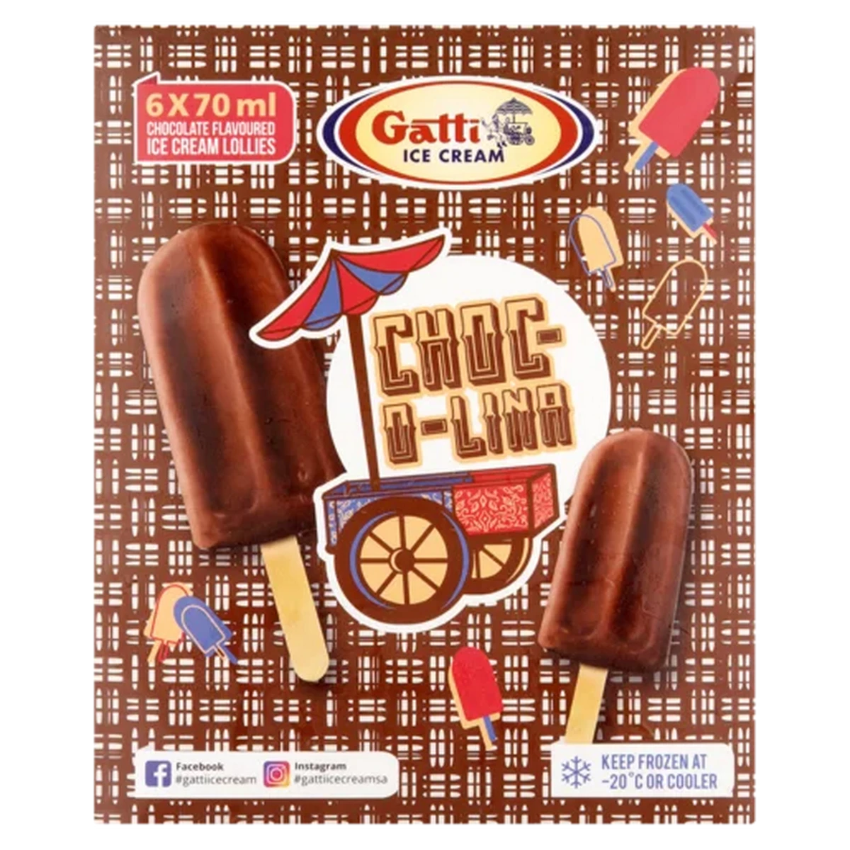 Checkers Sixty60 | Gatti Ice Cream Choc-O-Lina Ice Cream Sticks 6 x 70ml