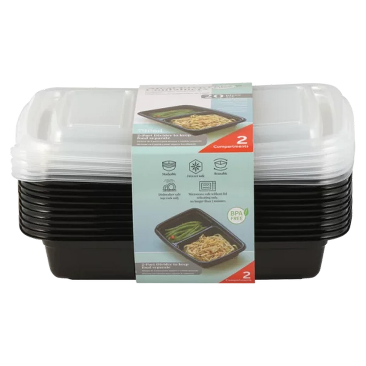 Checkers Sixty60 | Plastic Black 2-Division Meal Prep Container Set 20 ...
