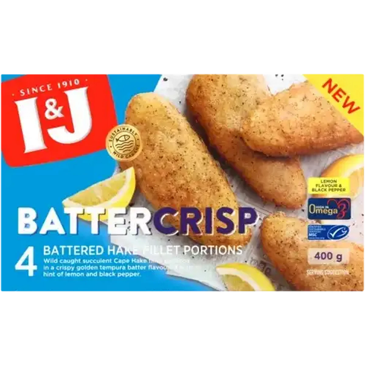 Checkers Sixty60 | I&J Frozen Lemon Batter Crisp Hake Fillet Portions 400g