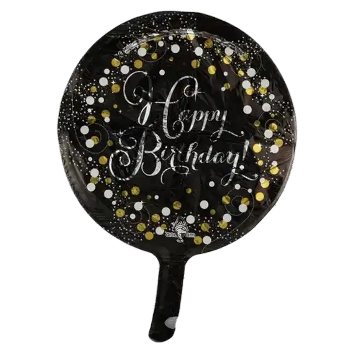 Checkers Sixty60 | Round Black & Gold Happy Birthday Balloon 22cm