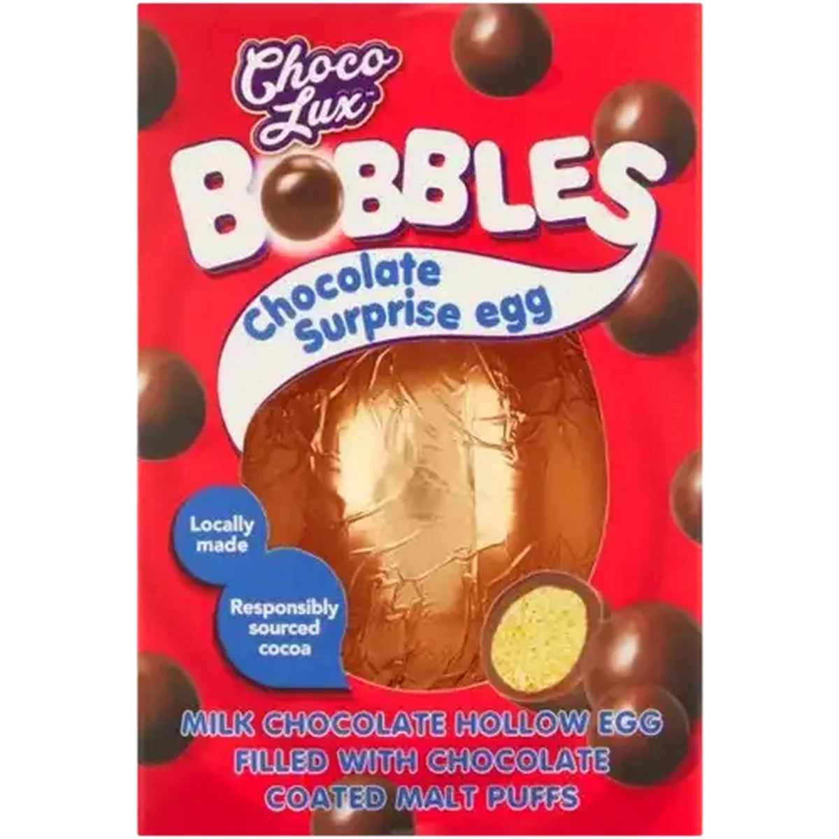 Checkers Sixty60 | Choco Lux Bobbles Malt Puffs Chocolate Surprise Egg 100g