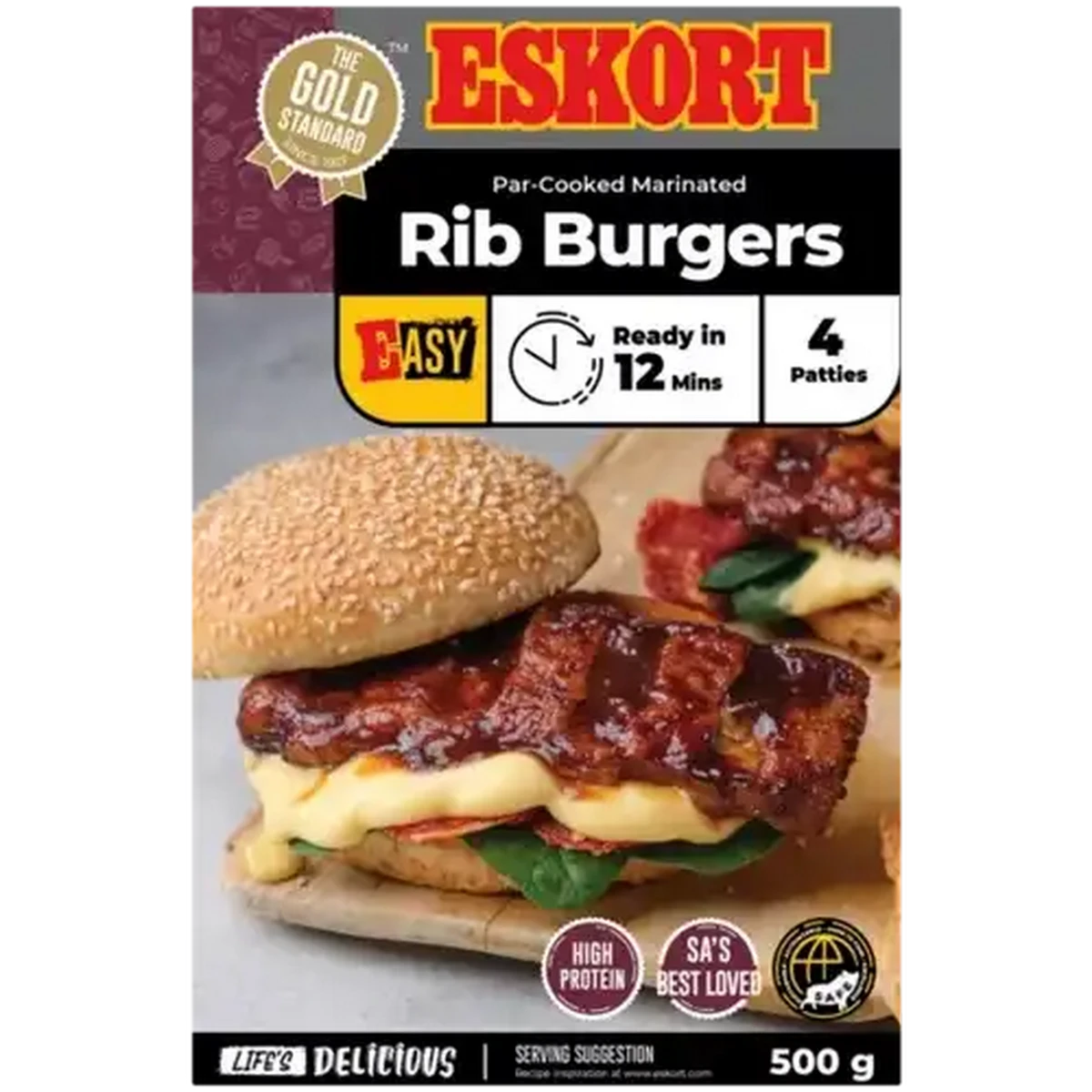 Checkers Sixty60 | Eskort Frozen Par-Cooked Marinated Rib Burgers 4 Pack