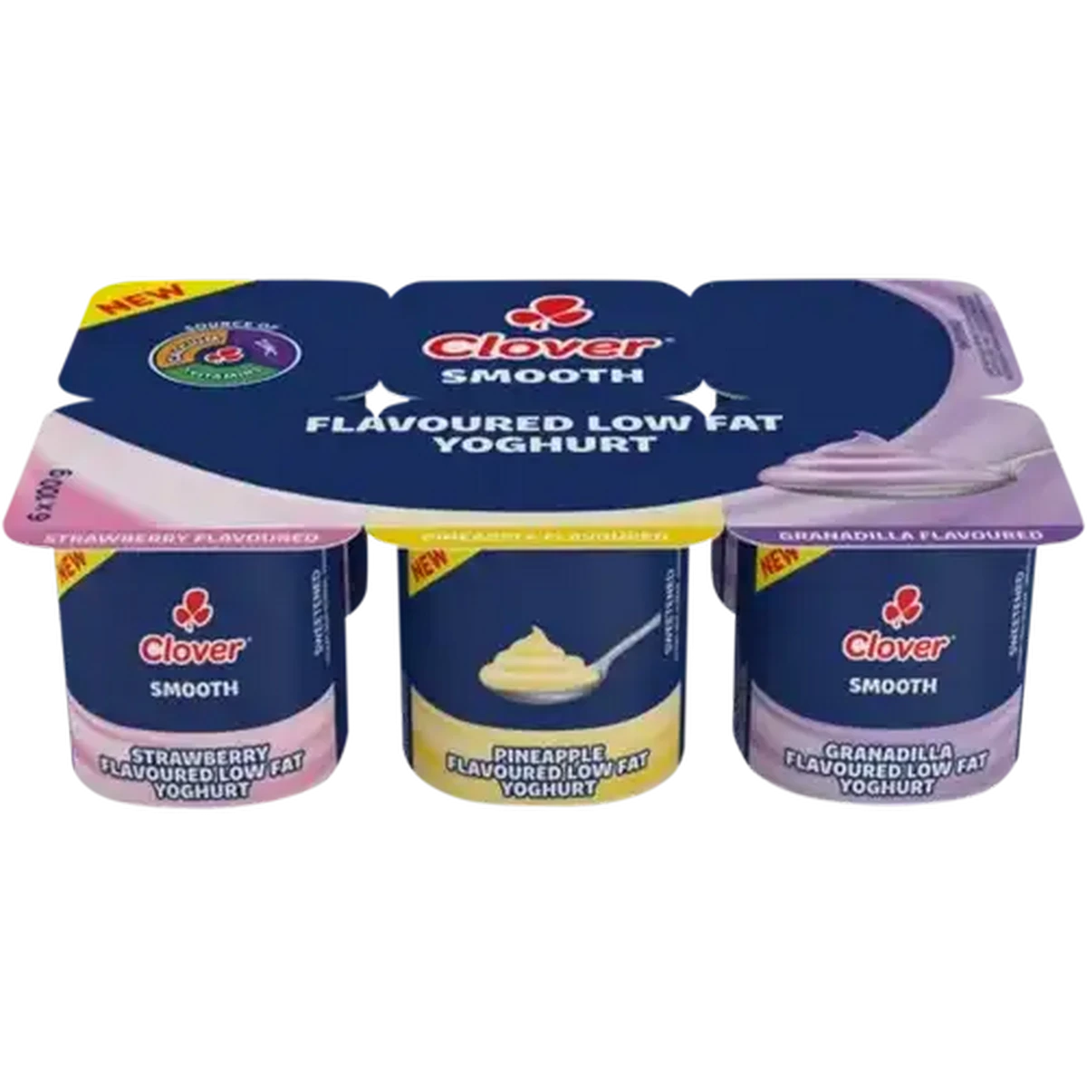 Checkers Sixty60 | Clover Assorted Smooth Low Fat Yoghurt 6 x 100g