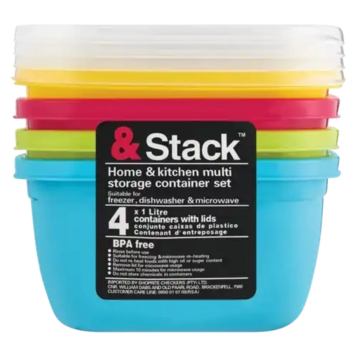 Checkers Sixty60 | &Stack Plastic Storage Container Set with Lids 1L 4 ...