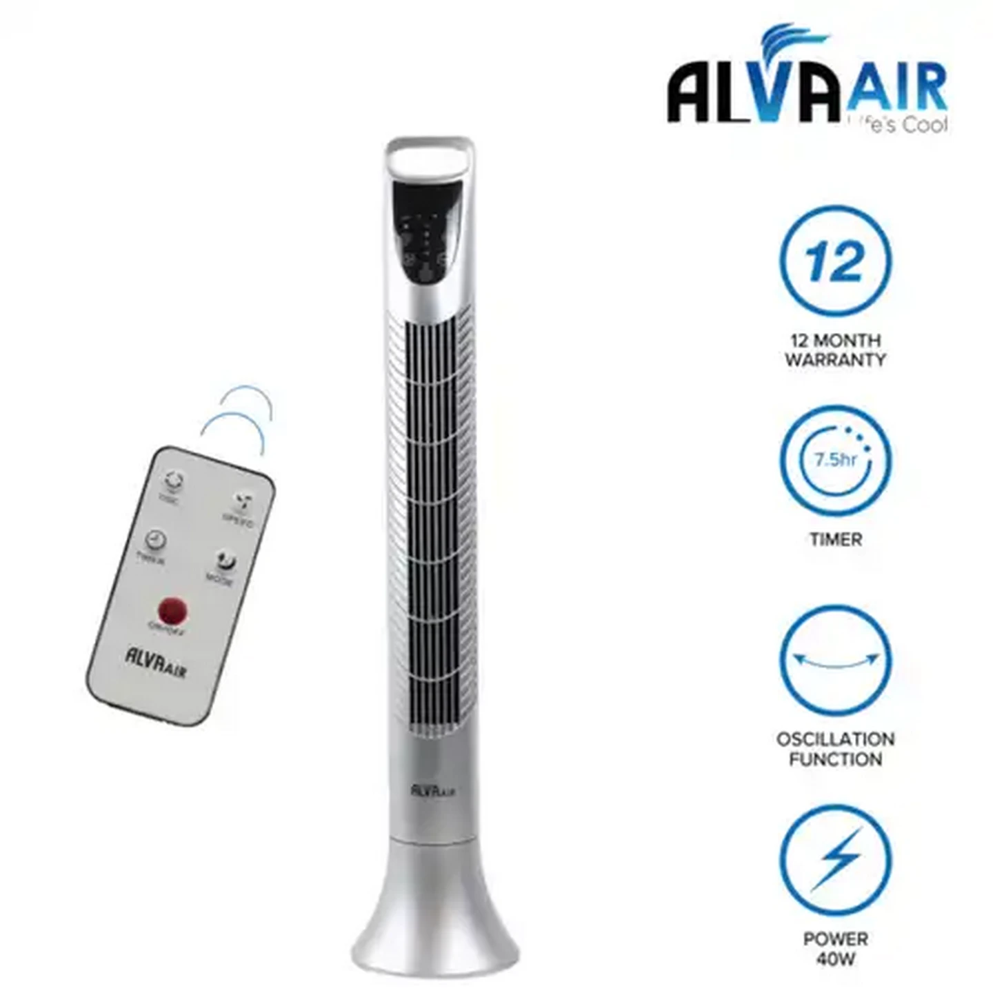 Checkers Sixty60 | Alva Air Silver Tower Fan 40W (92cm)